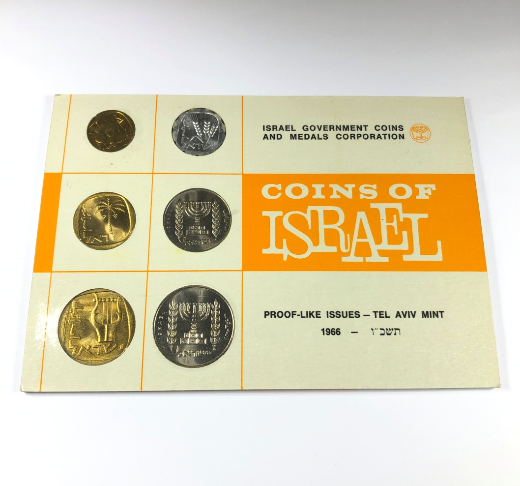 1966 Proof-Like Issues Coins of Israel*Six Coins on Story Board*Minted ...