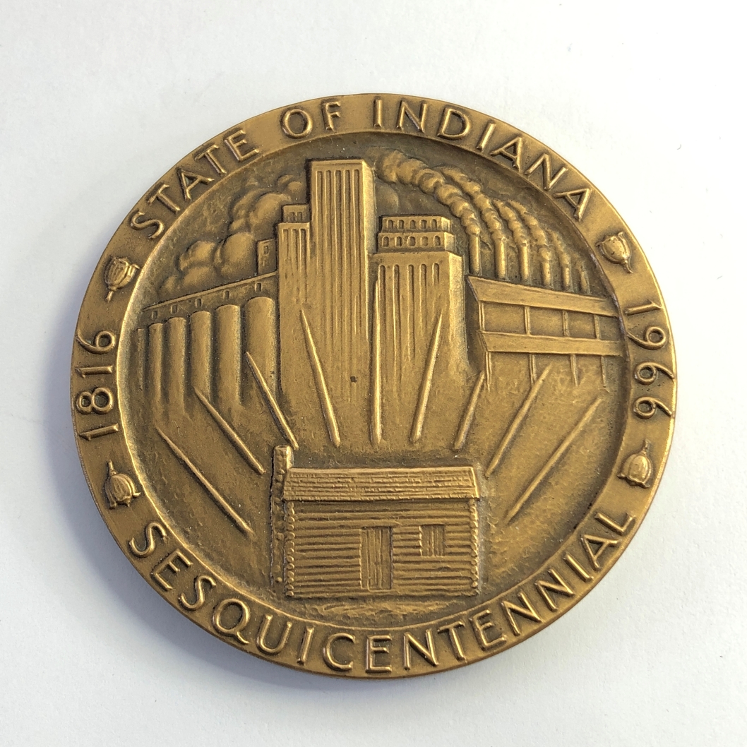 1966 State of Indiana Sesquicentennial Bronze Medallion Commemorative*2 ...