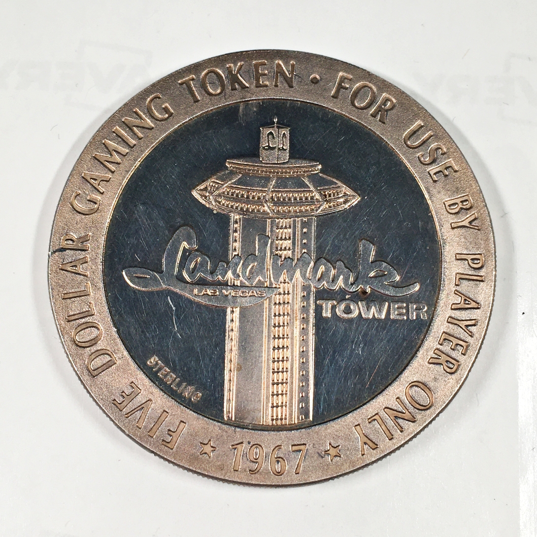 1967 $5 Silver Gaming Token*For Use By Player Only*Landmark Tower; Las ...