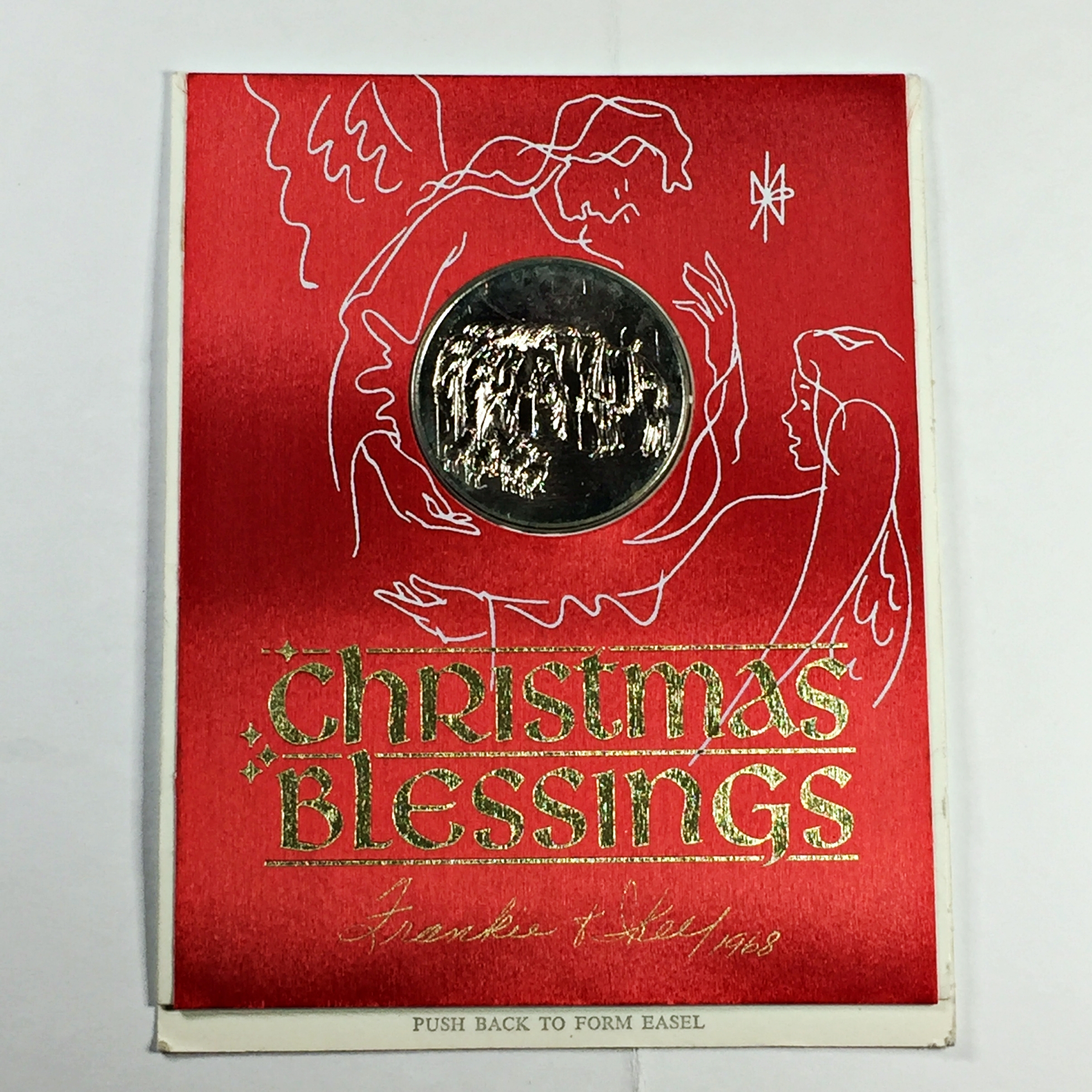 1968 Christmas Blessings Card with 1.5" Diameter Medallion | Property Room