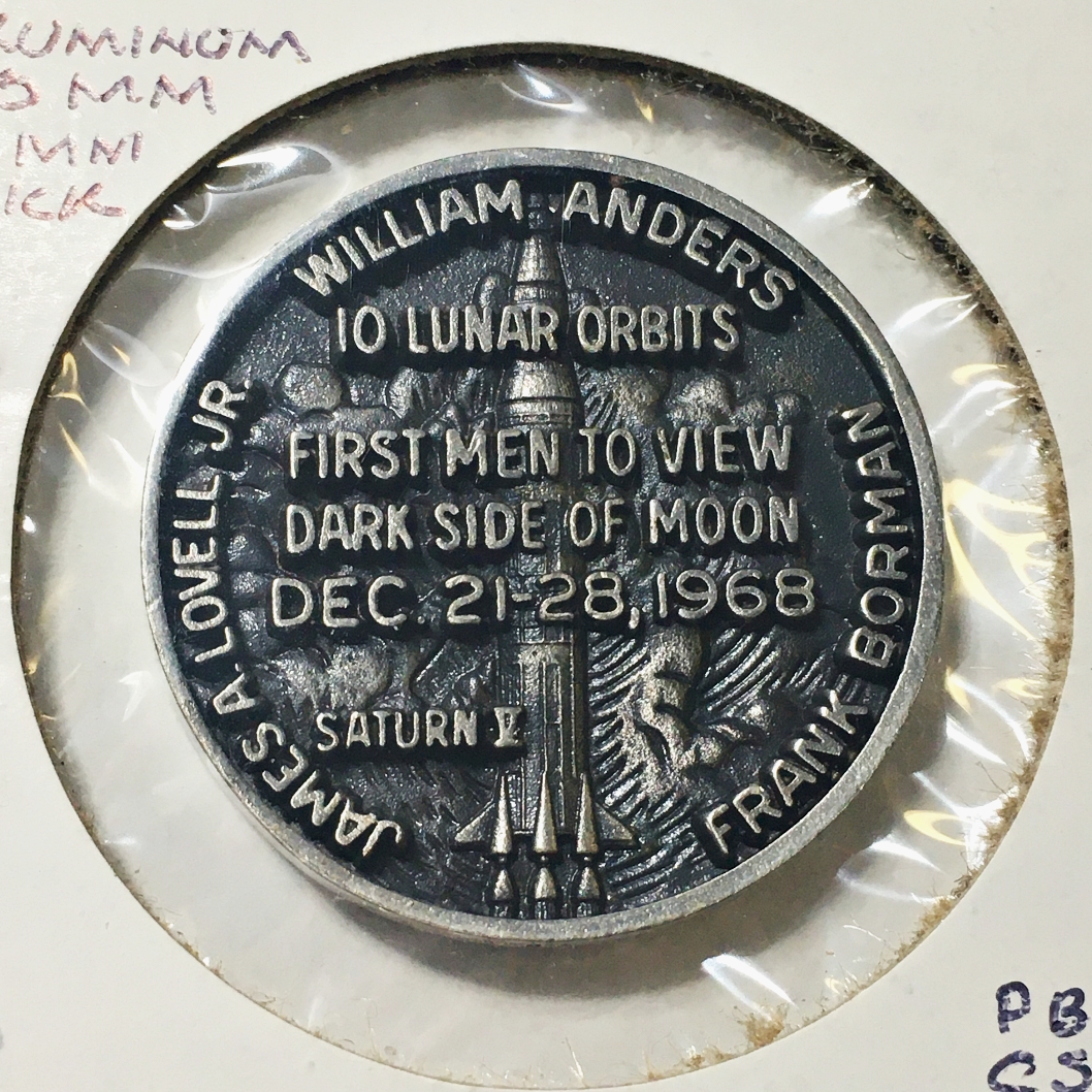 1968 High Relief Apollo 8 Medallion*1.25" Diameter Metal*First Men to ...