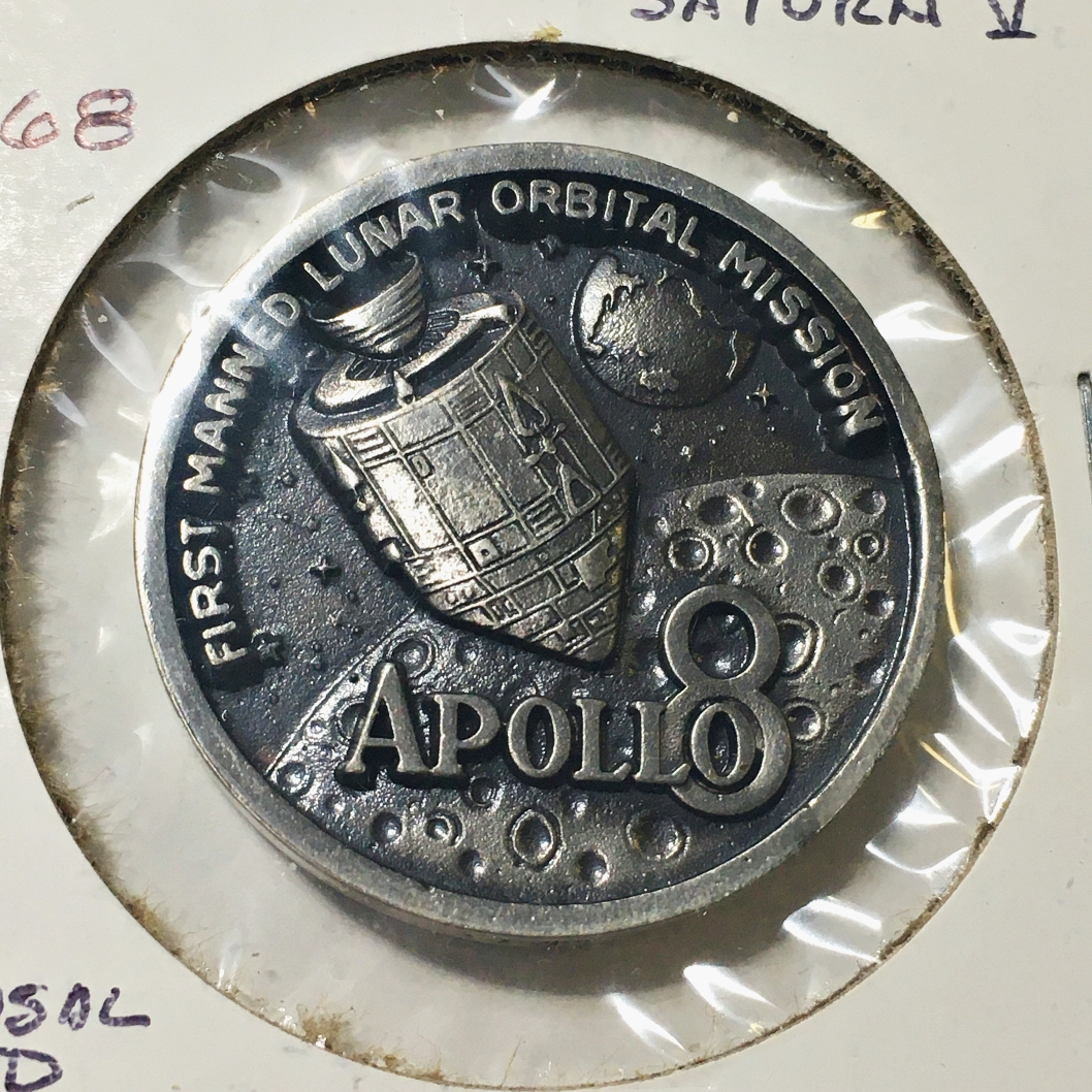 1968 High Relief Apollo 8 Medallion*1.25" Diameter Metal*First Men to ...