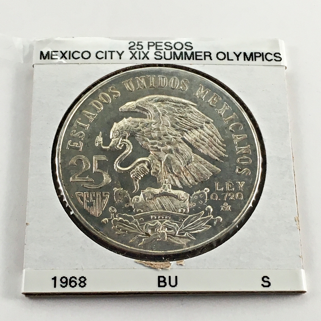 1968 Mexico Silver 25 Pesos-Mexico City XIX Summer Olympics*High Grade ...