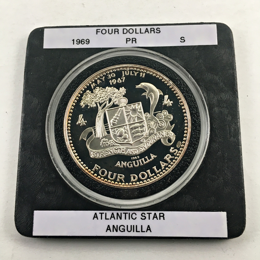 1969 Anguilla Atlantic Star $4 Proof Silver Commemorative Coin*Deep ...