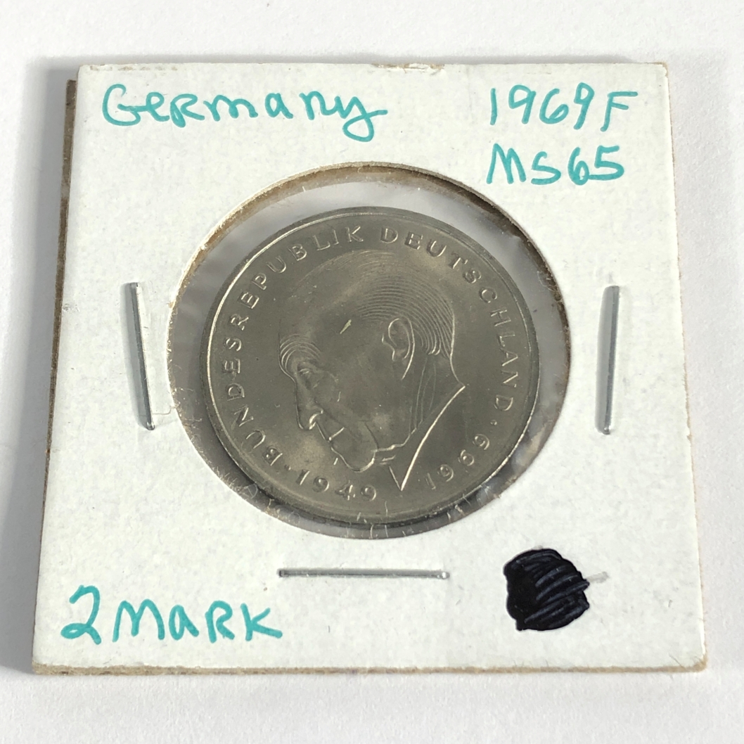1969 Germany 2 Mark Coin in High Grade Uncirculated Coin | Property Room