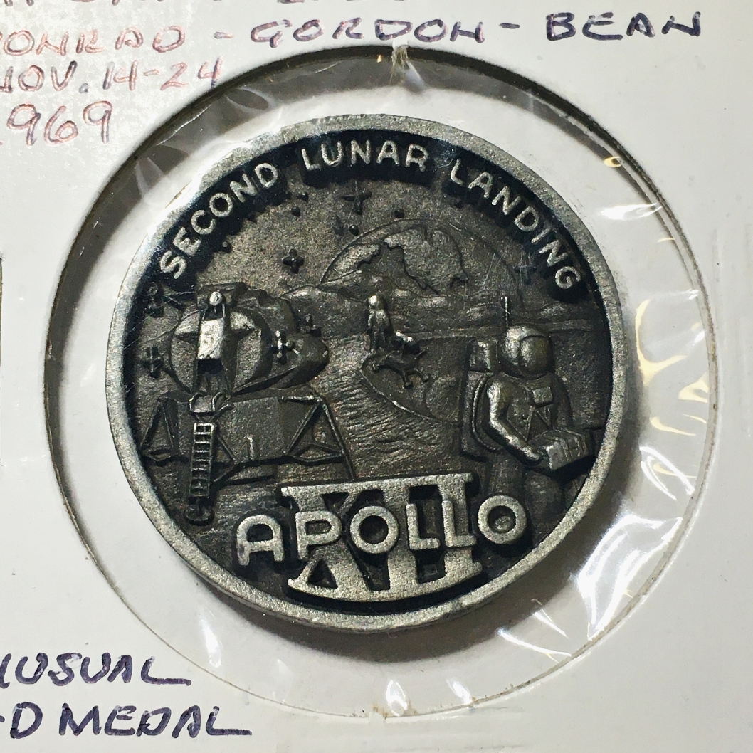 1969 High Relief Apollo XII Medallion*1.25" Diameter Metal*Second Lunar ...