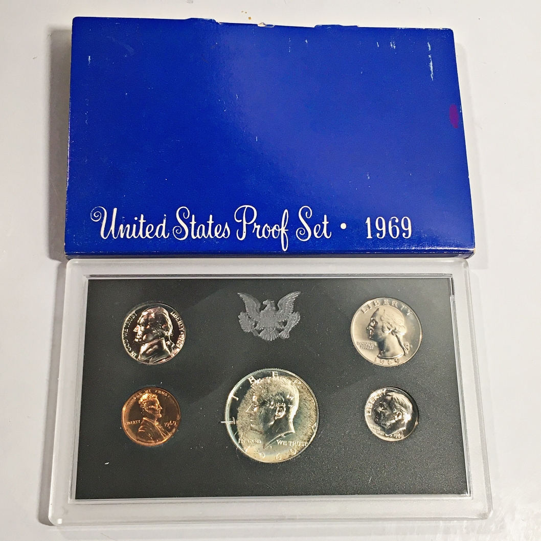 1969 United States Mint Proof Set*Kennedy 50c is Silver*In Original US ...