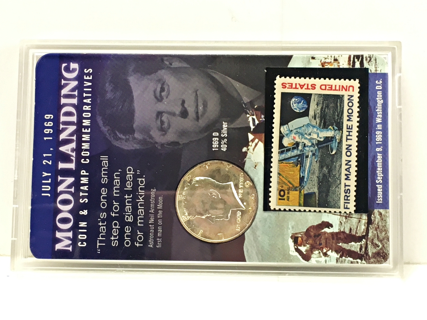 1969-D Kennedy Half Dollar and 1969 10c First Man on the Moon ...