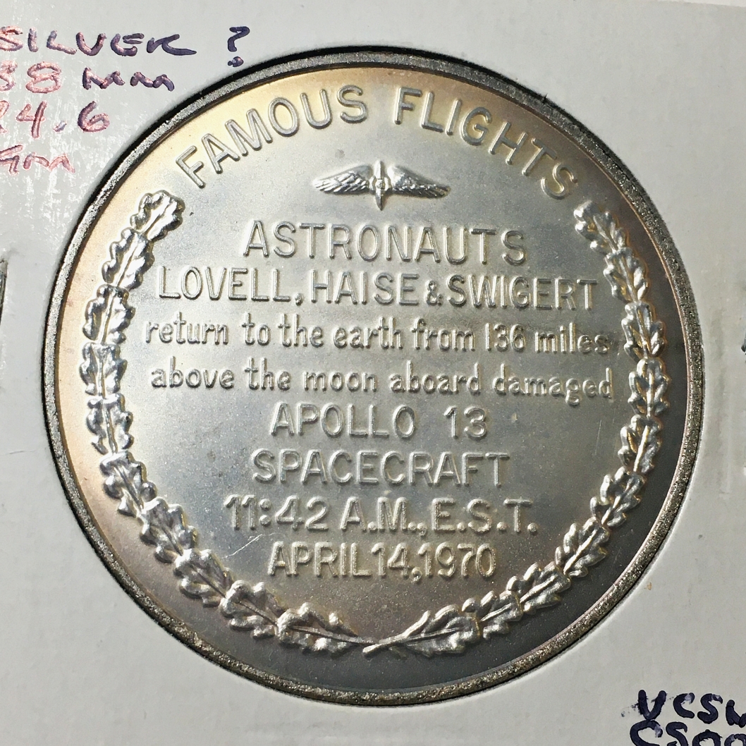 1970 Apollo 13 Silver Medallion*24 Grams .999 Fine Silver | Property Room