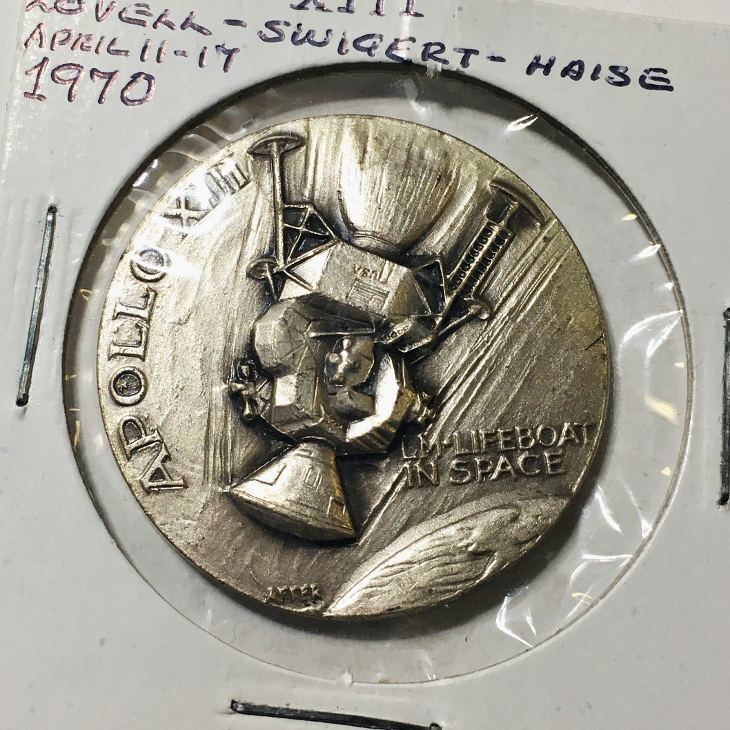 1970 Silver Layered High Relief Apollo XIII Medallion*1.25" Diameter ...