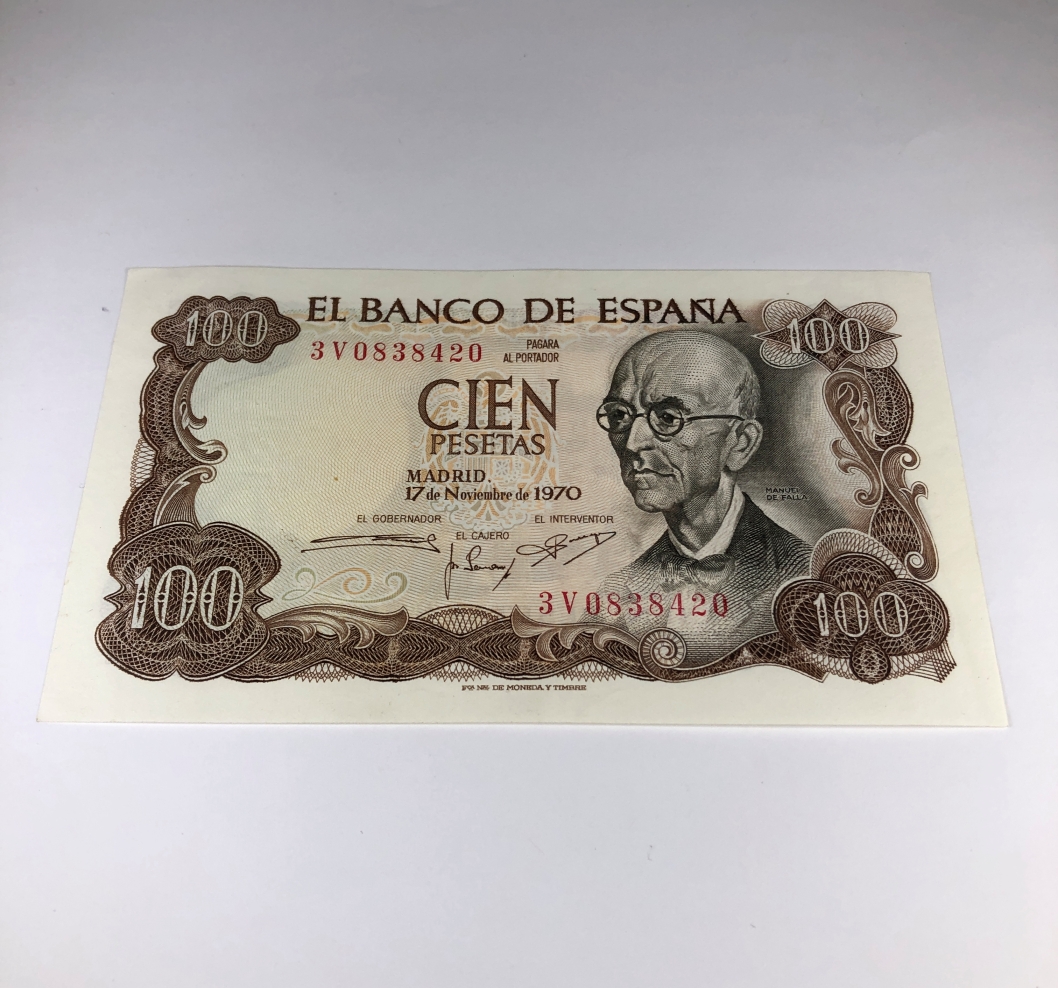 1970 Spain 100 Pesetas Banknote*Crisp Uncirculated | Property Room