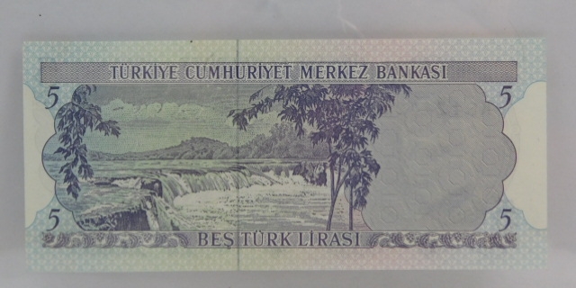 1970 Turkey 5 Lirasi - Crisp Uncirculated Bank Note | Property Room