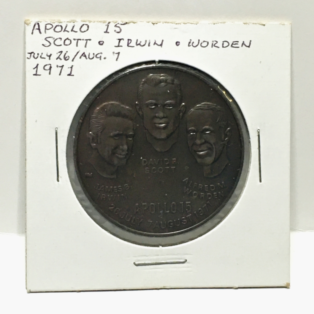1971 Apollo 15 Commemorative Medallion*Scott, Irwin, Worden*Antiqued ...