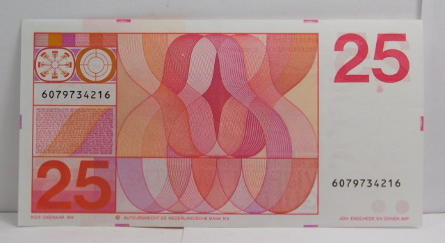 1971 Netherlands 25 Gulden Crisp Paper Bank Note | Property Room