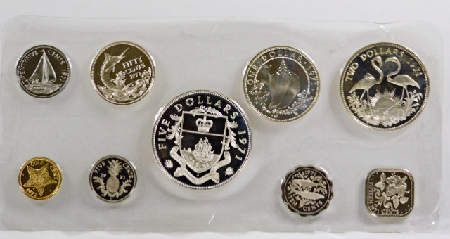1971 Proof Set of the Bahama Islands - Total of 87.48 grams Silver in 4 ...