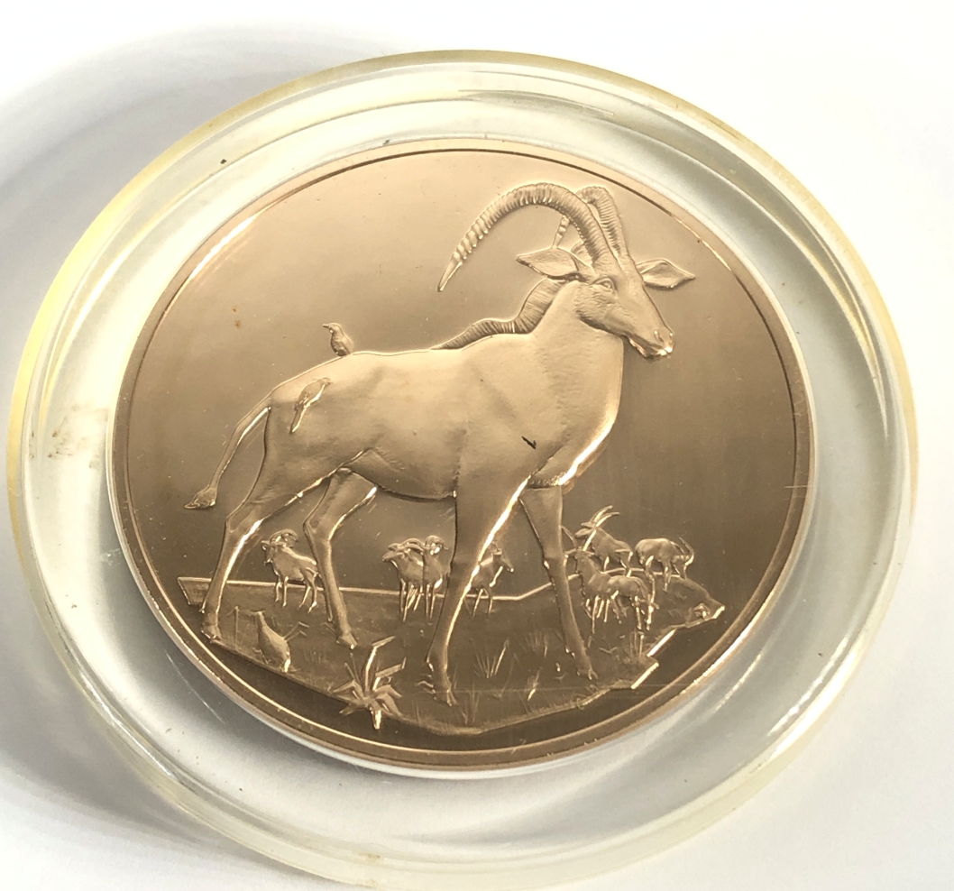1971-72 East African Wild Life Society: 2+ Troy oz Pure Bronze*SABLE ...