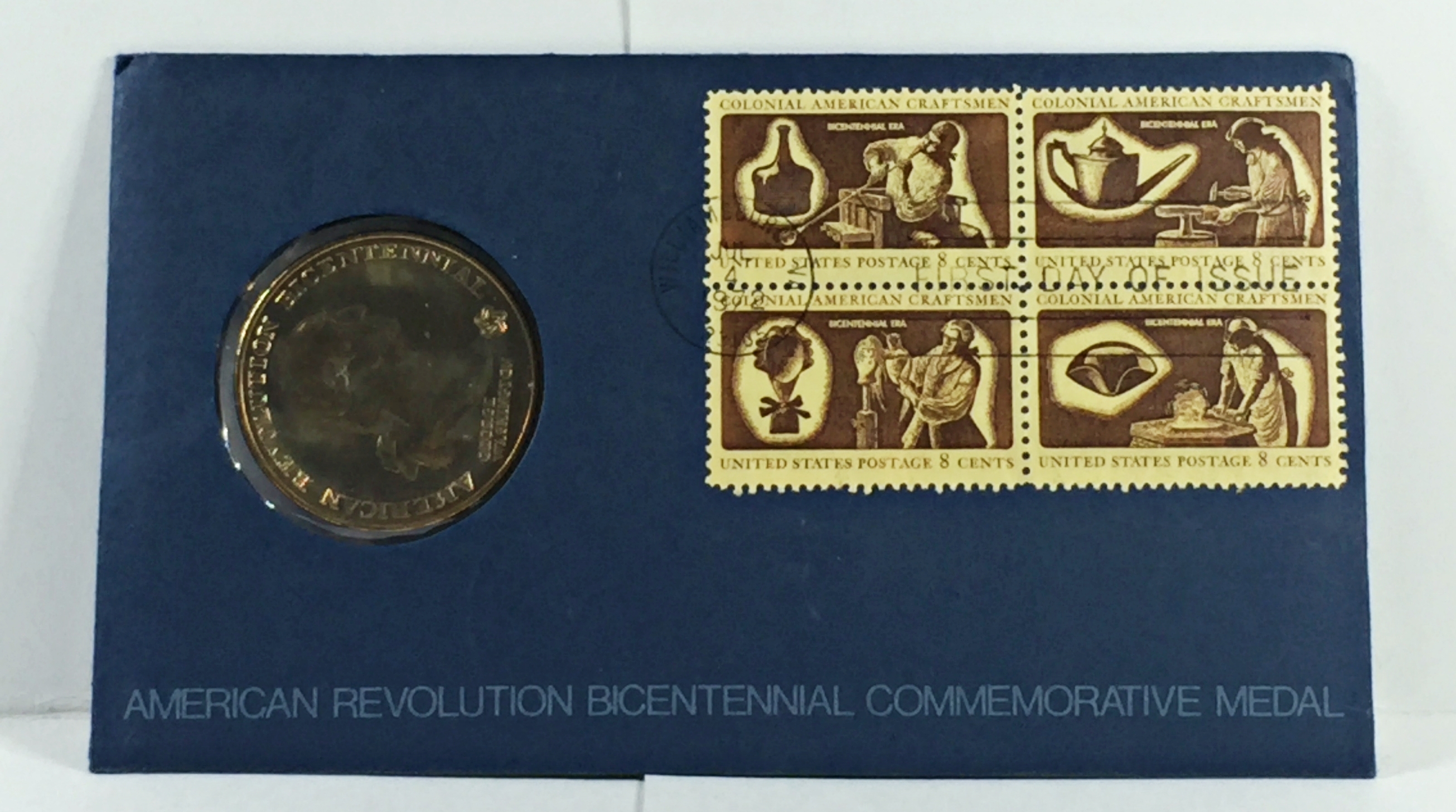 1972 American Revolution Bicentennial First Day Cover*1.5" Bronze ...