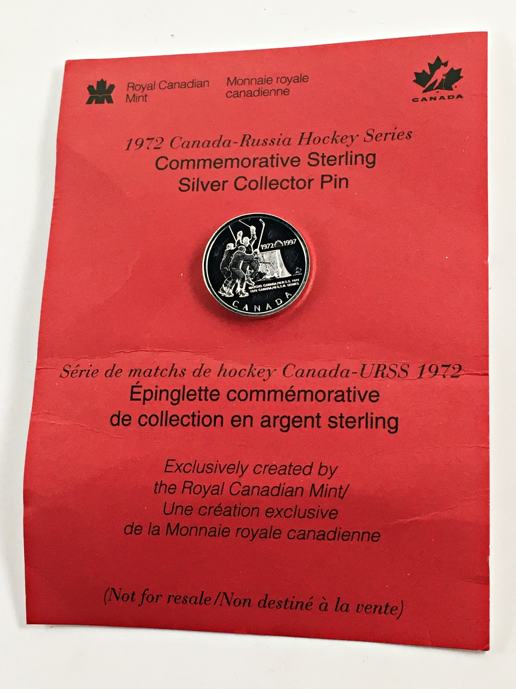 1972 Canada-Russia Hockey Series Commemorative Sterling silver ...