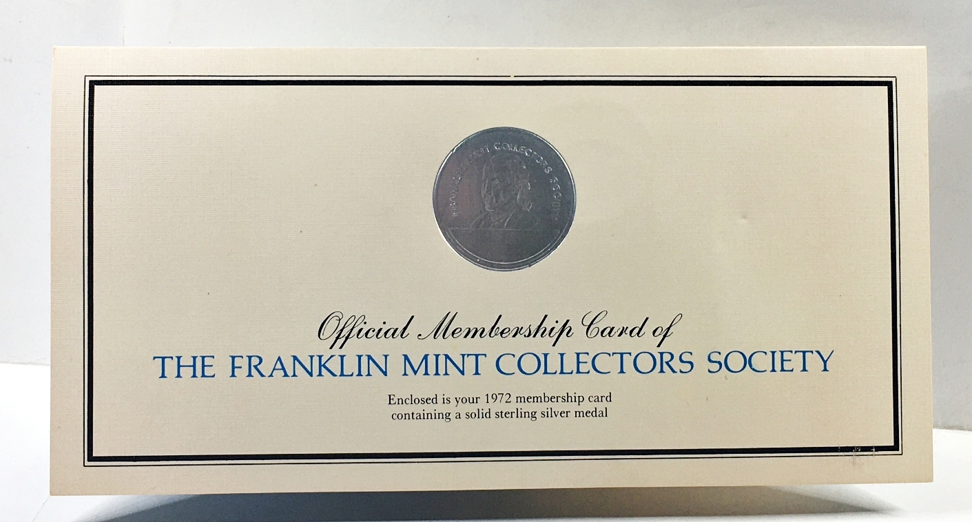 1972 Member of the Franklin Mint 1" Diameter Sterling Silver Medallion ...