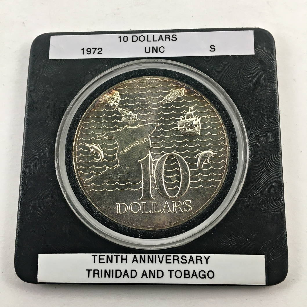 1972 Trinidad and Tobago Silver $10 Coin*Tenth Anniversary*High Grade ...