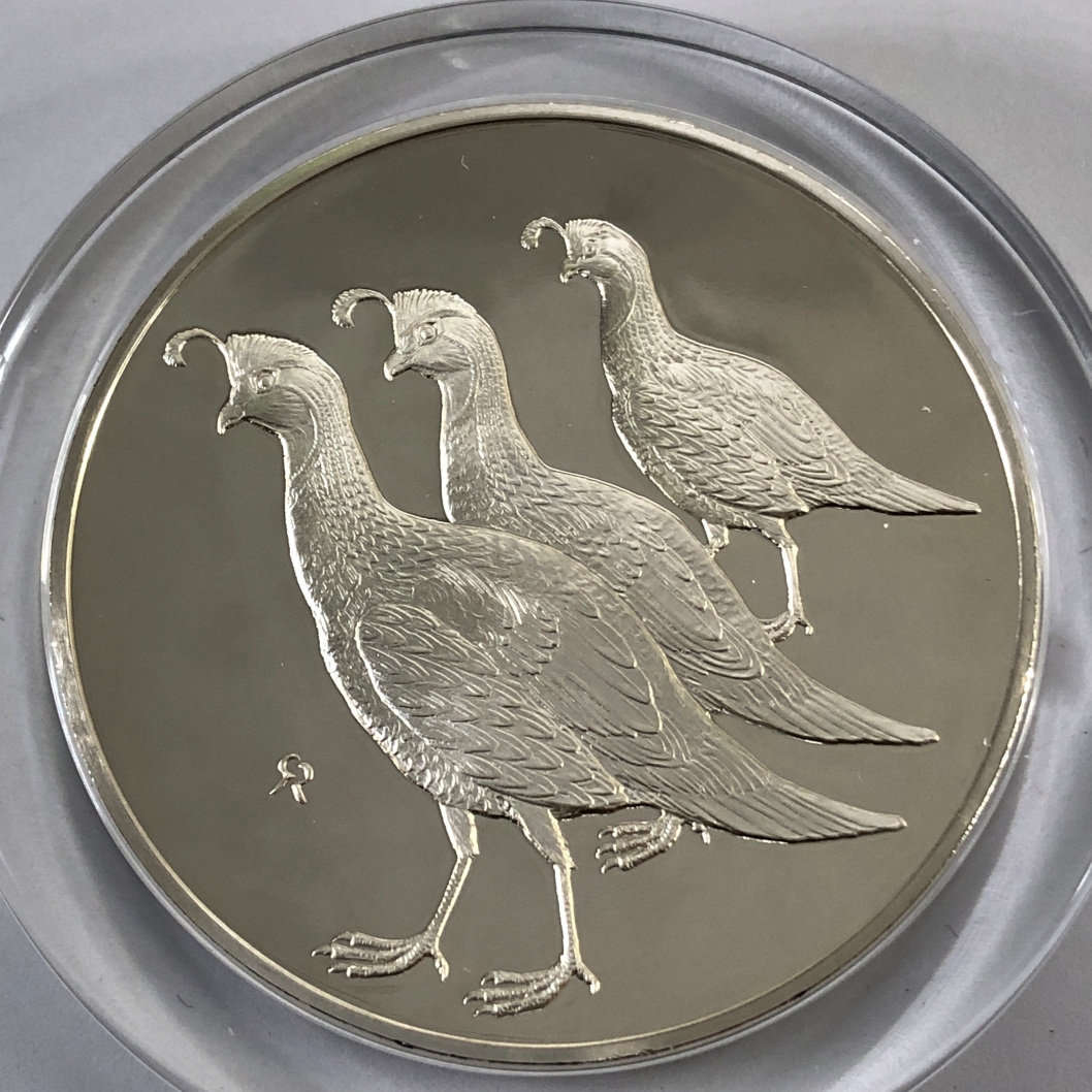 1973 #32 California Quail Franklin Mint Sterling Silver Round ...