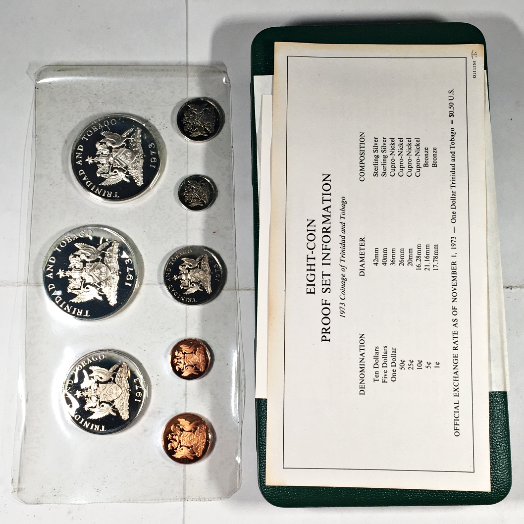 1973 Silver 10th Anniversary Proof Set of Trinidad & Tobago*Eight Coin ...