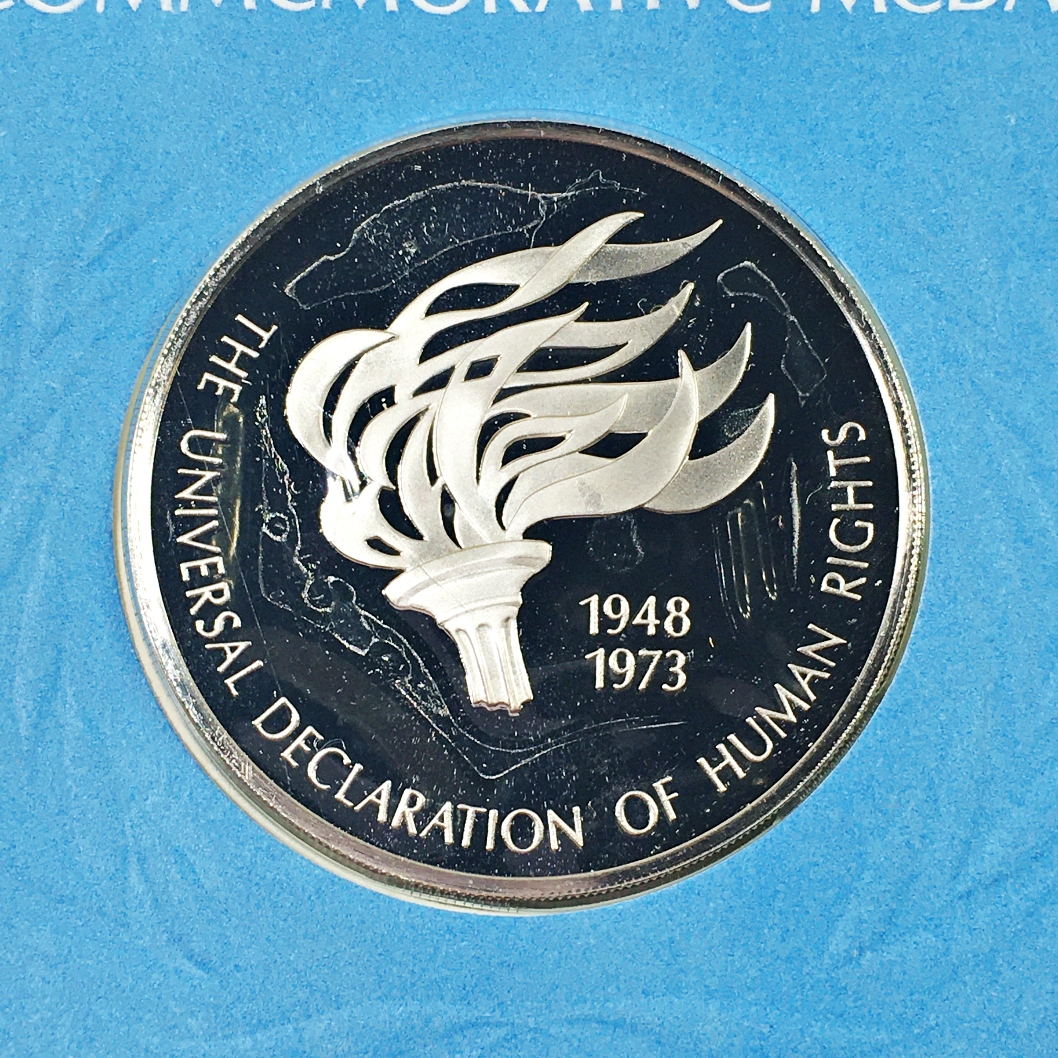 1973 Sterling Silver First Edition Proof of United Nations Human Rights ...