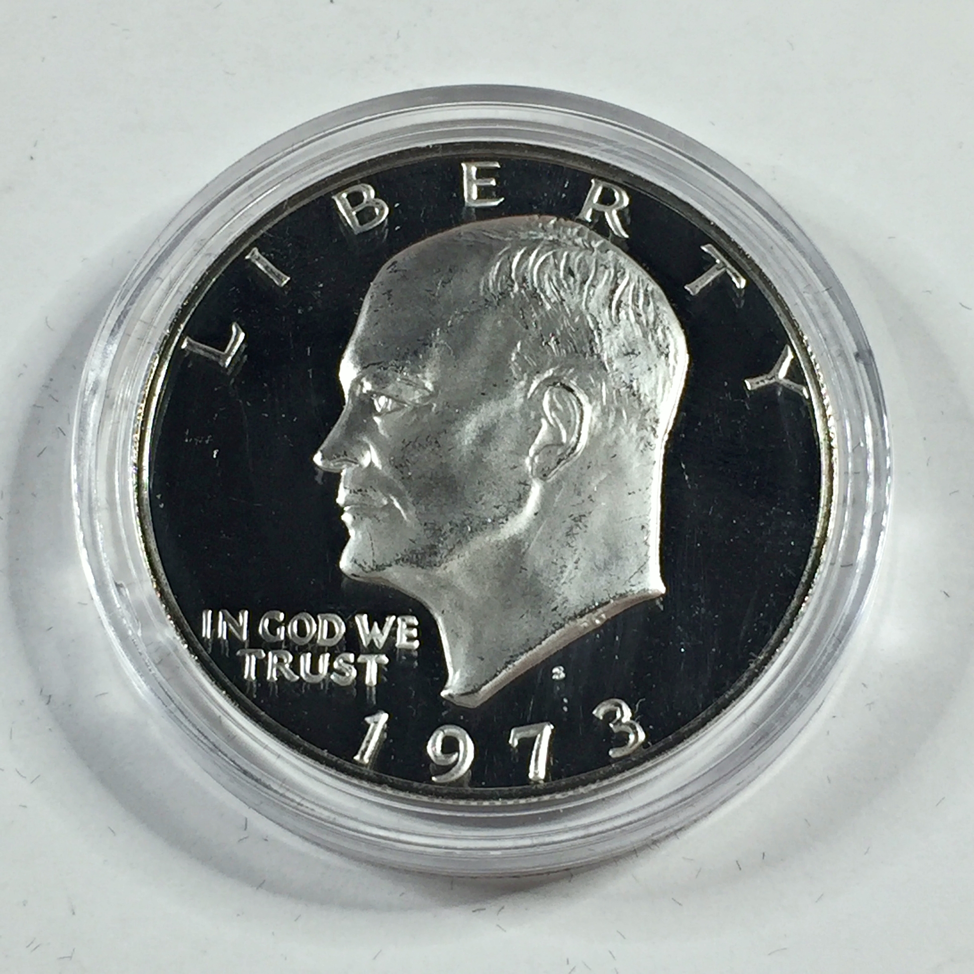 1973-S Eisenhower Proof Silver Dollar*DCAM*In Protective Capsule ...