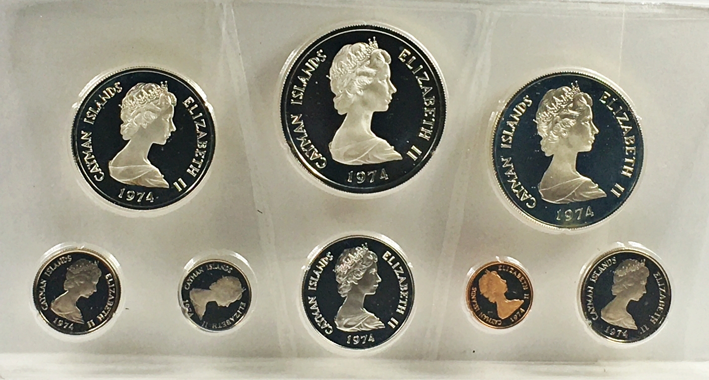 1974 Cayman Islands Proof Silver Set*Eight Coin Set in Sturdy ...