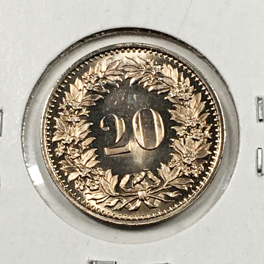 1974 Mint State Issued Swiss 20 Rappen | Property Room