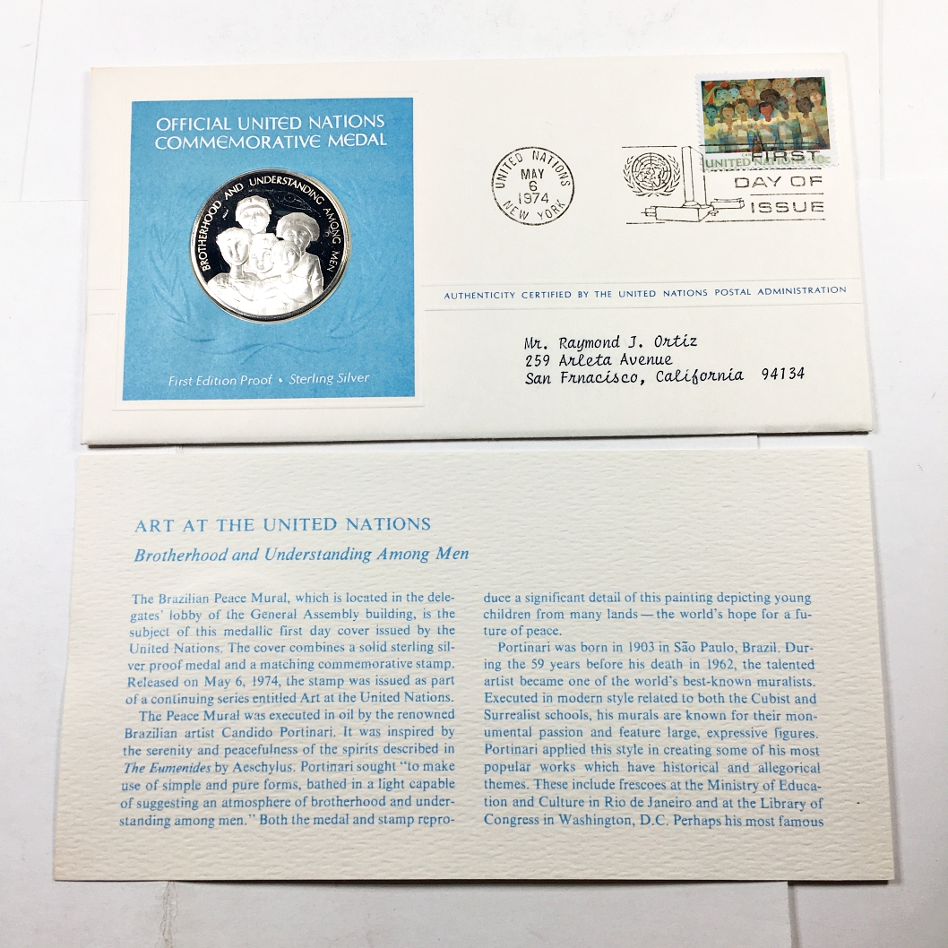 1974 Sterling Silver First Edition Proof of United Nations Brotherhood ...