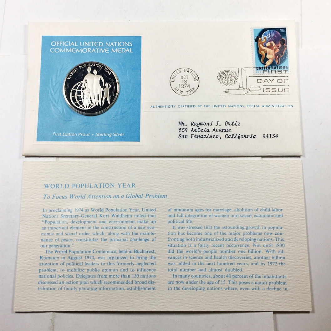1974 Sterling Silver First Edition Proof of United Nations World ...