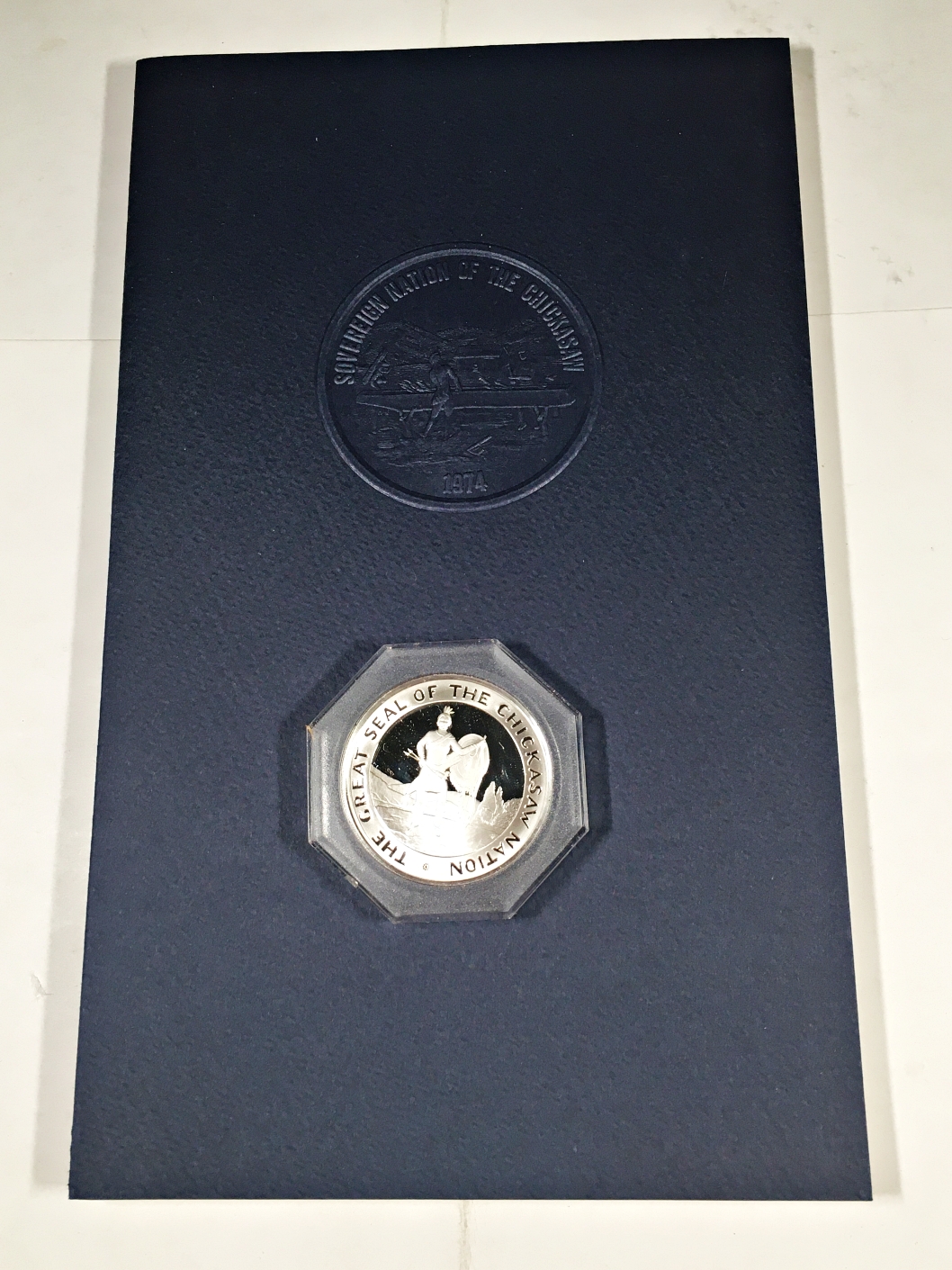 1974 The Chickasaw People's History, .80oz .999 Silver Medallion and ...