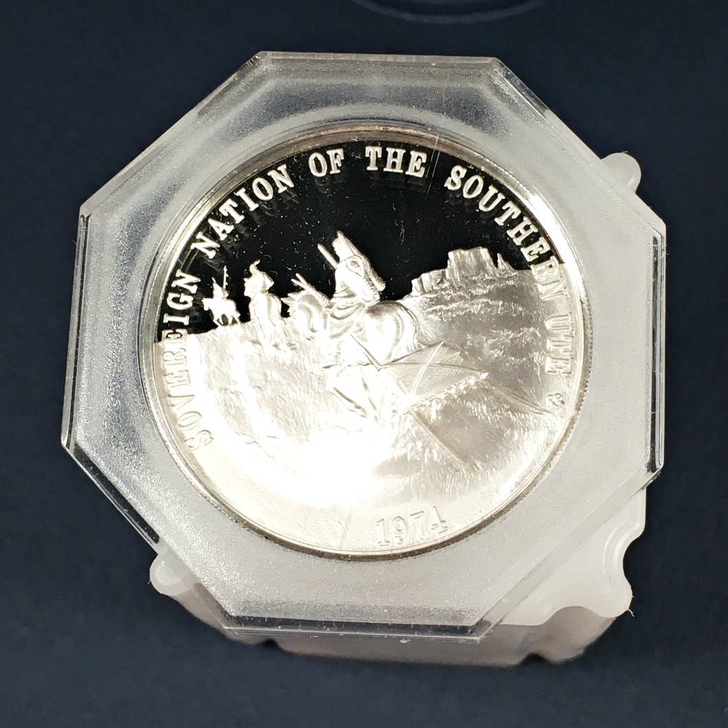 1974 The Southern Ute People's History, .80oz .999 Silver Medallion and ...