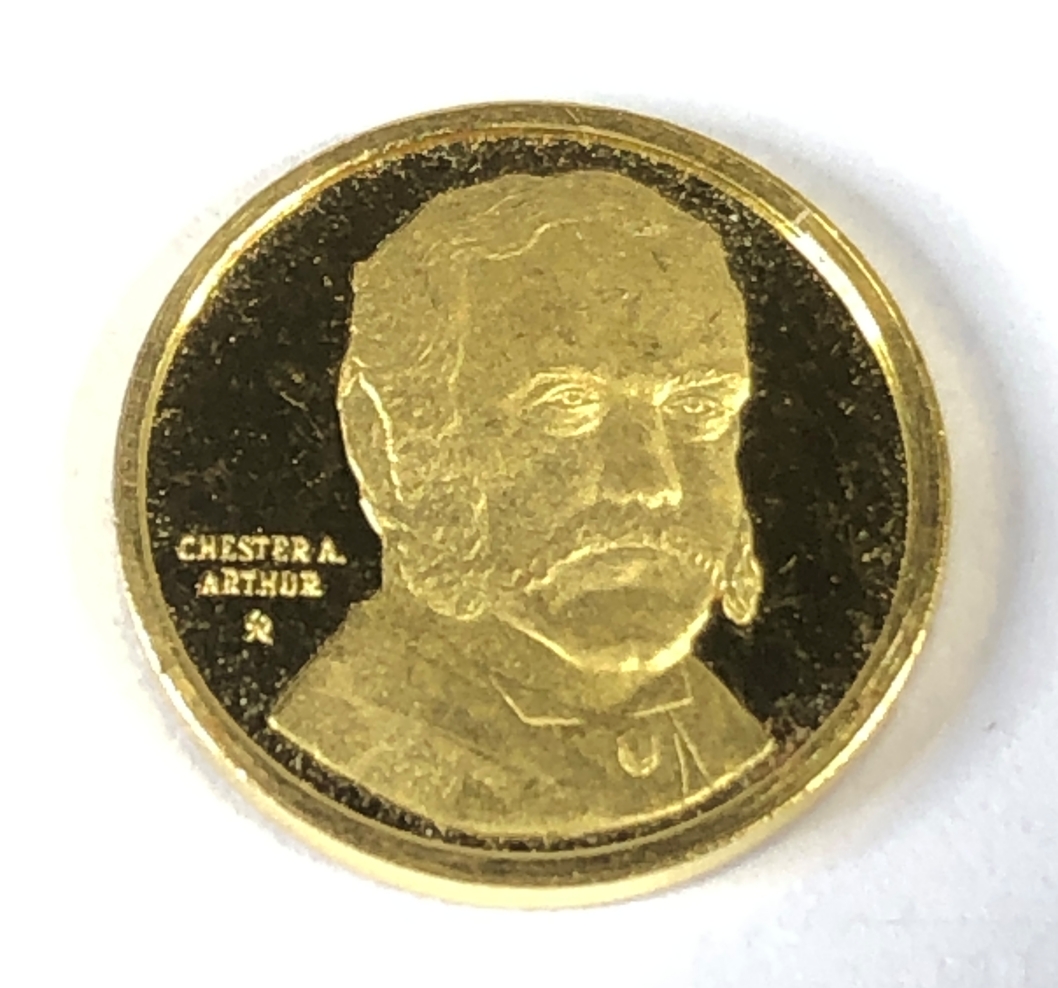 1975 24K Gold Chester A. Arthur Commemorative Medallion*.0579oz AGW*1/2 ...