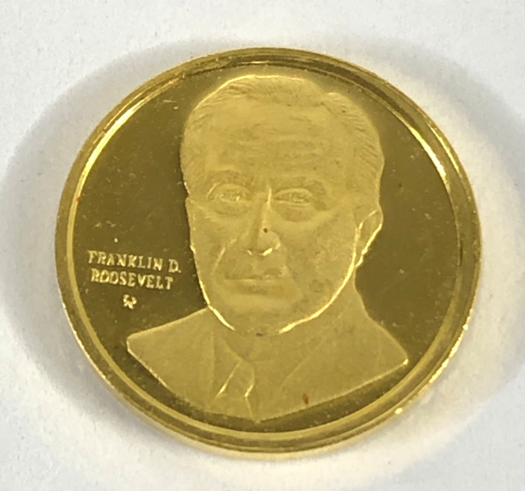 1975 24K Gold Franklin D. Roosevelt Commemorative Medallion*.0579oz AGW ...