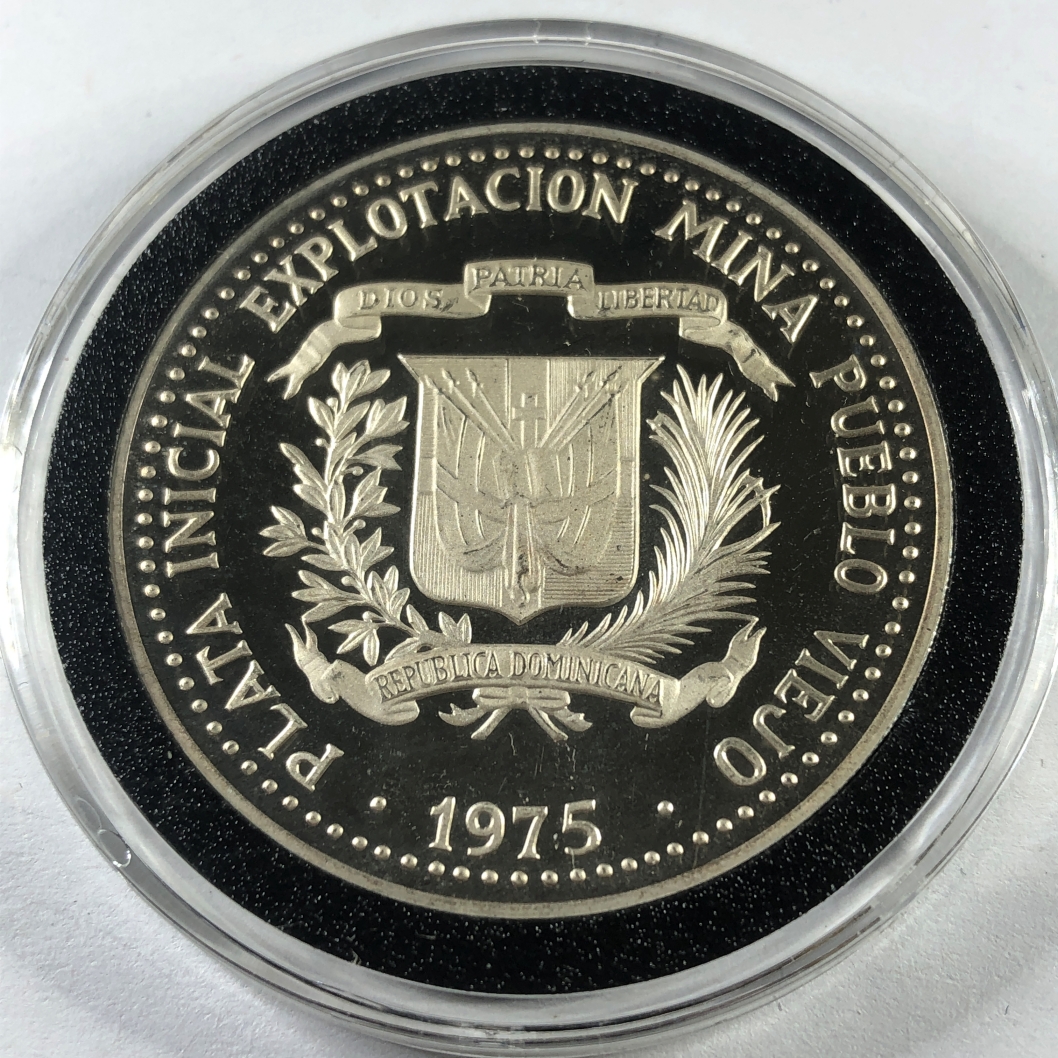 1975 Dominican Republic Proof Silver 10 Pesos-Pueblo Viejo Mint*Deep ...