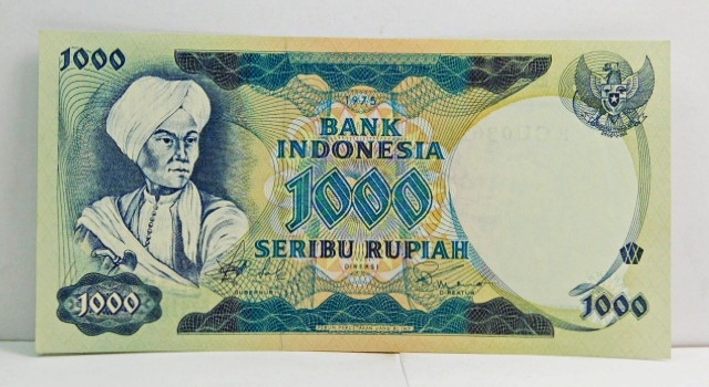 1975 Indonesia 1000 Rupiah Crisp Uncirculated Bank Note | Property Room