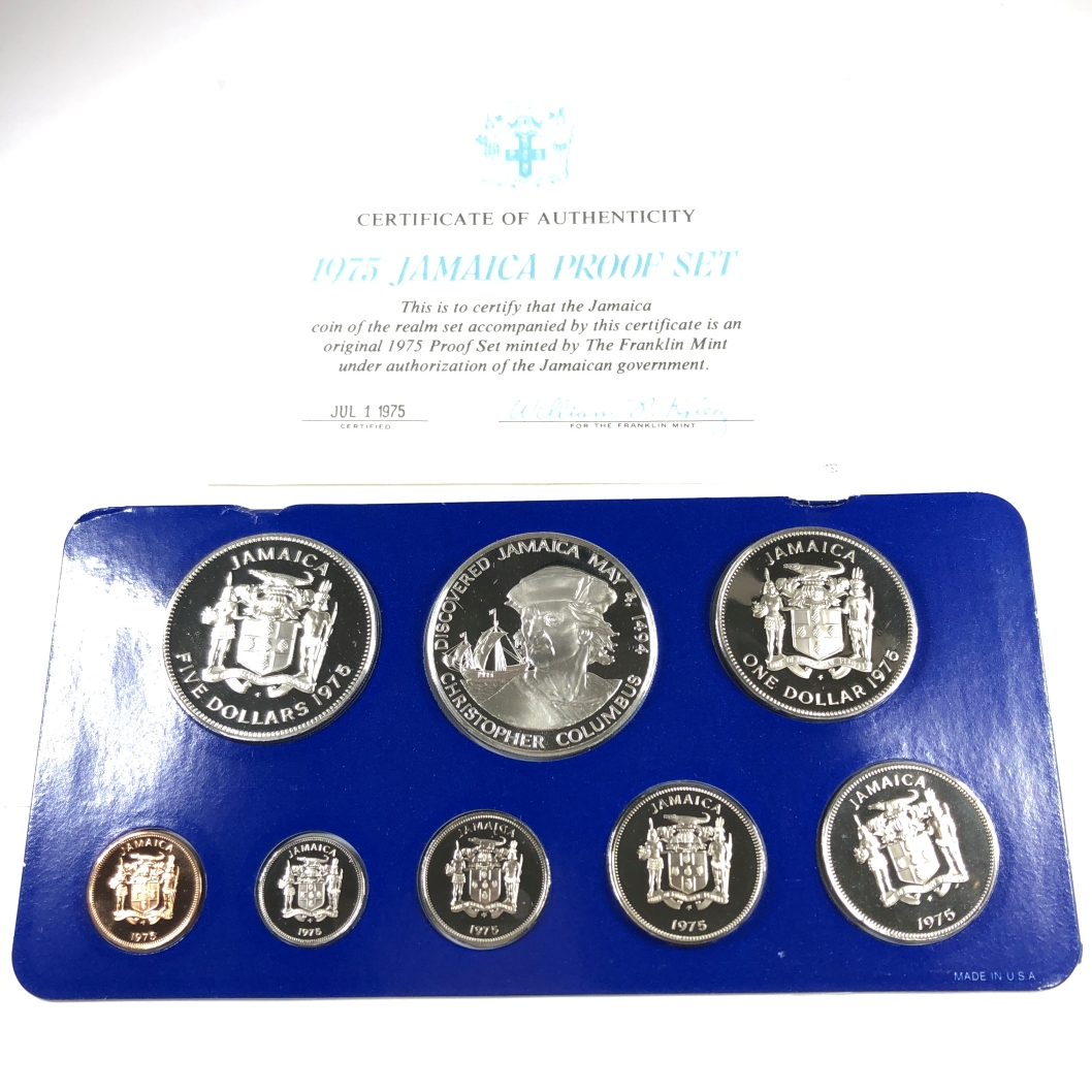1975 Jamaica Silver Proof Set*Eight Coins in Original Boxing with COA ...