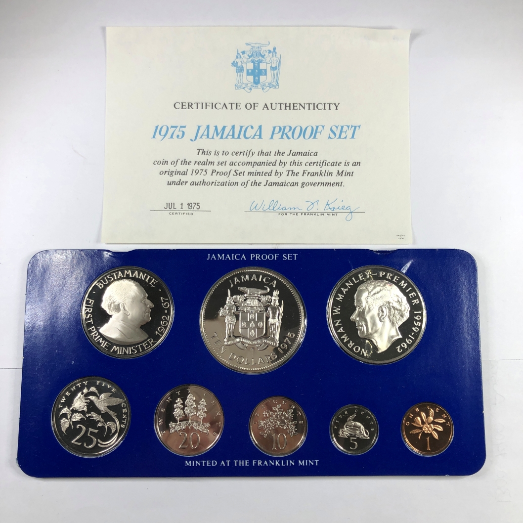 1975 Jamaica Silver Proof Set*Eight Coins in Original Boxing with COA ...