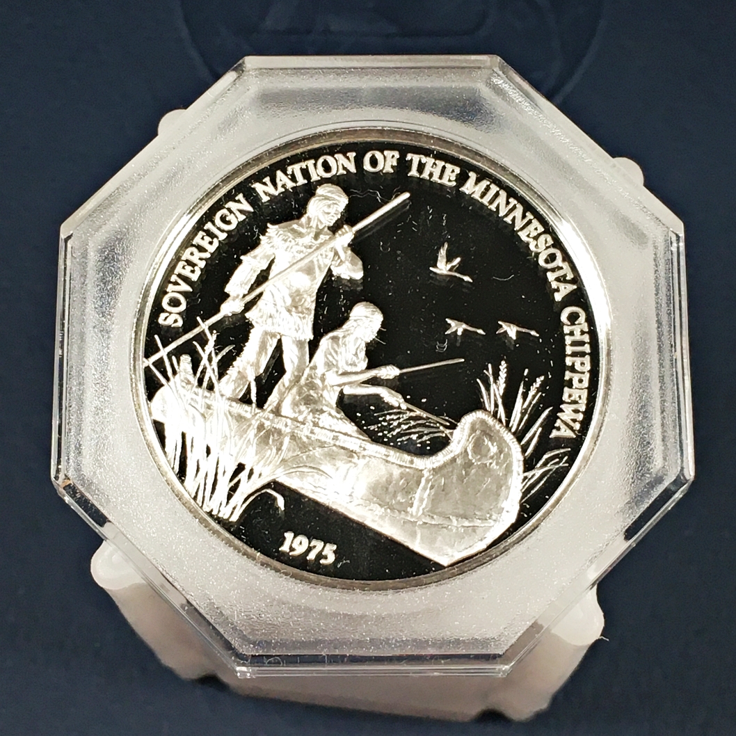 1975 Minnesota Chippewa Tribe's History, .80oz .999 Silver Medallion ...