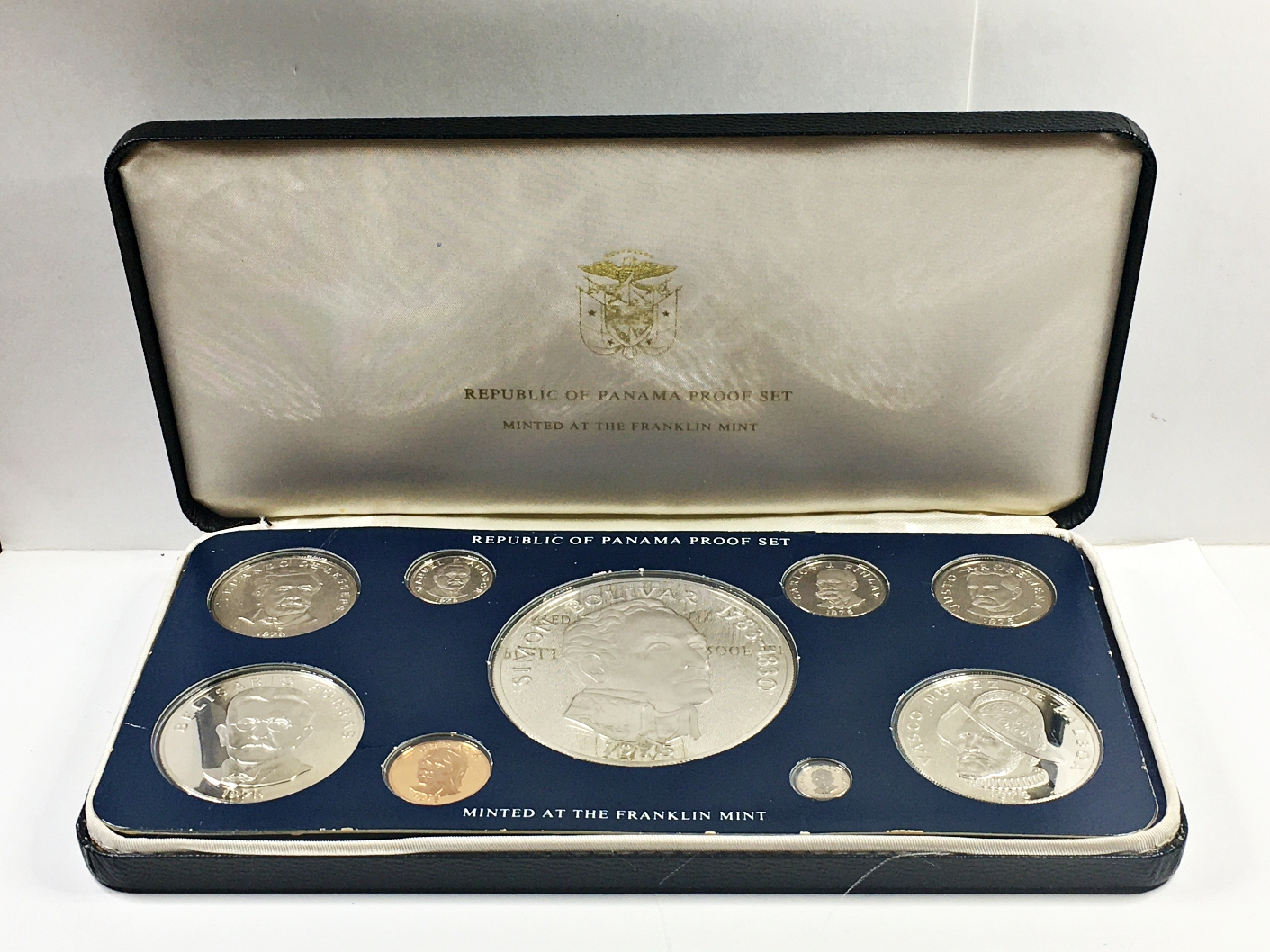 1975 Republic of Panama Proof Silver Set*Nine Coin Set in Sturdy ...