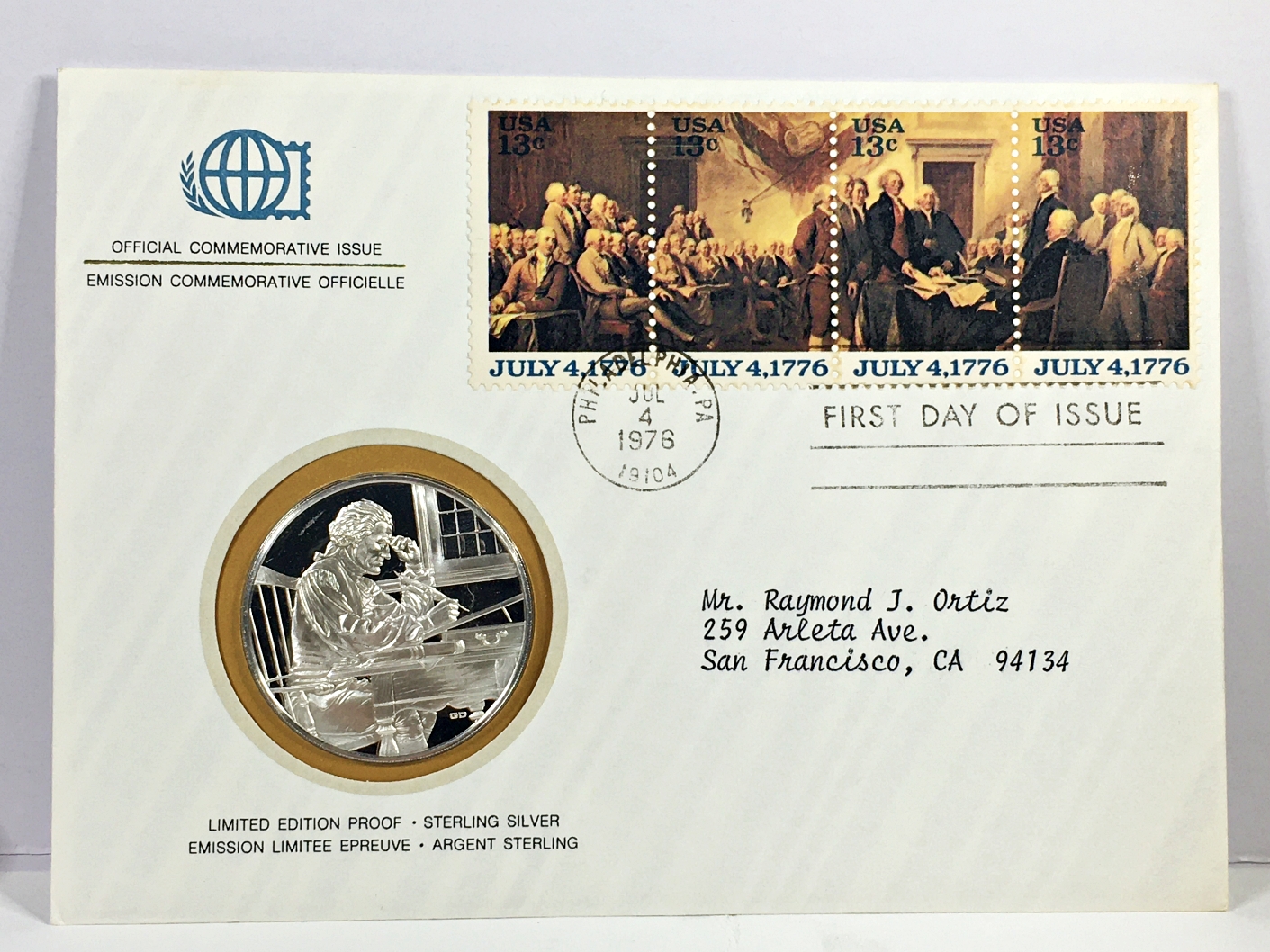 1976 Approx. 1oz Sterling Silver Proof First Edition US Bicentennial ...