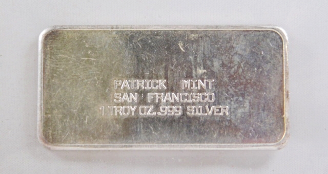 1976 Bicentennial Silver Bar*Patrick Mint*San Francisco*1 Troy oz .999 ...