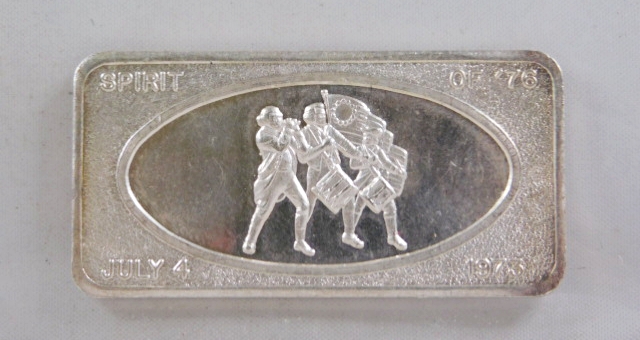 1976 Bicentennial Silver Bar*Patrick Mint*San Francisco*1 Troy oz .999 ...