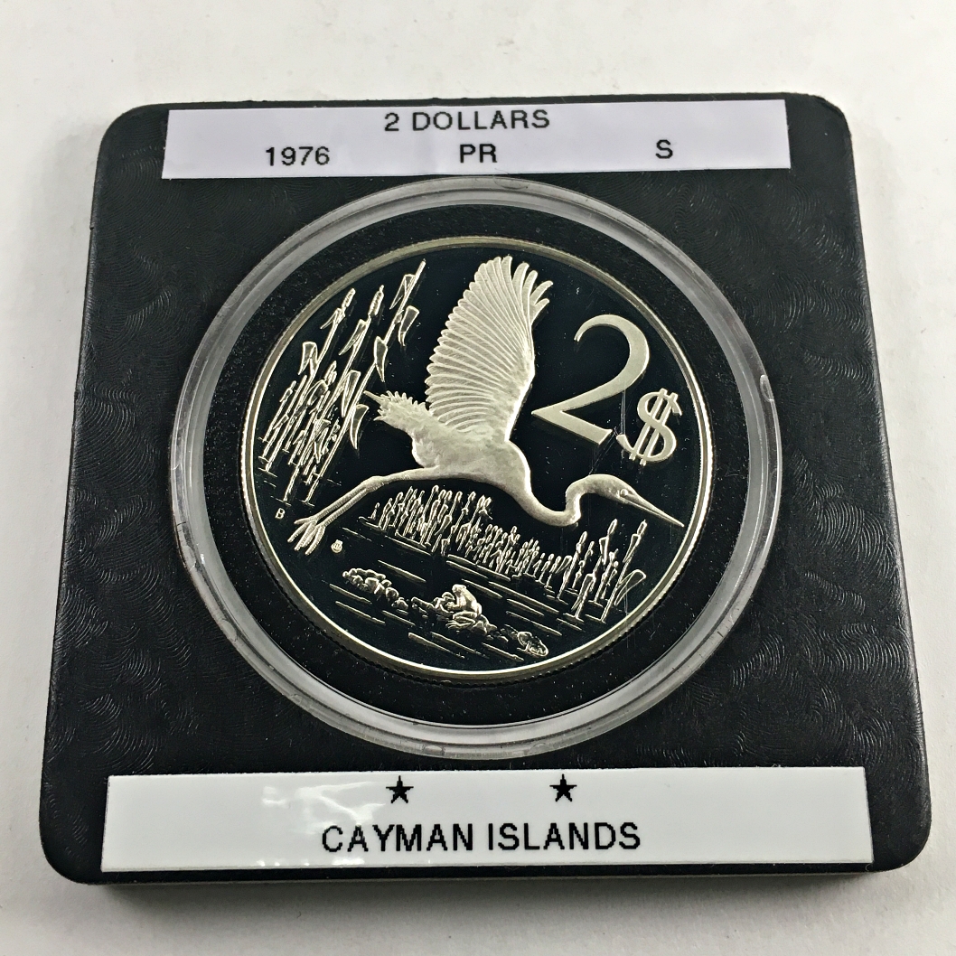 1976 Cayman Islands Proof Silver $2 Coin*DCAM*In Protective Capsule ...
