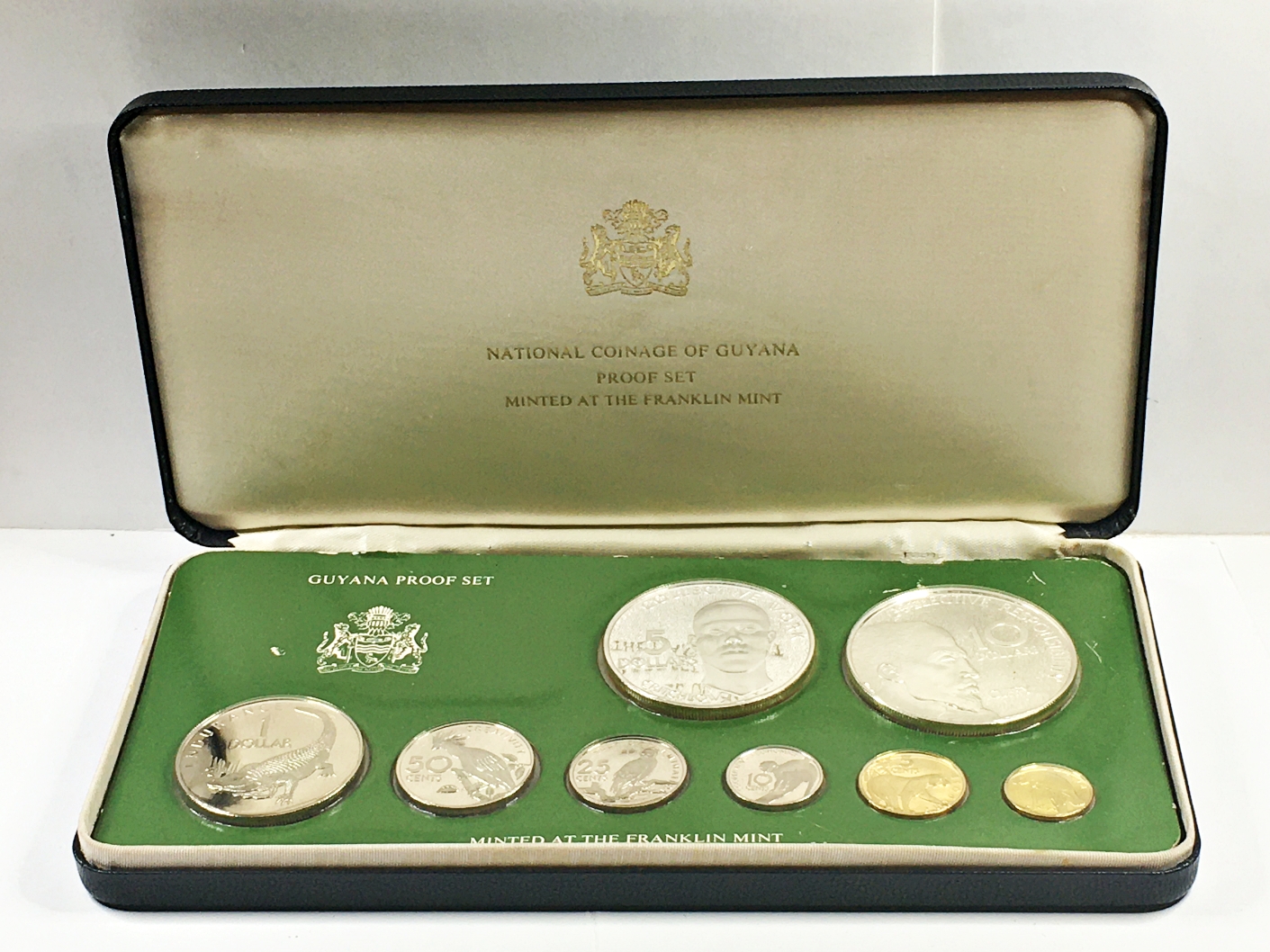 1976 Guyana Silver Proof Set*Eight Coin Set in Sturdy Protective Case ...