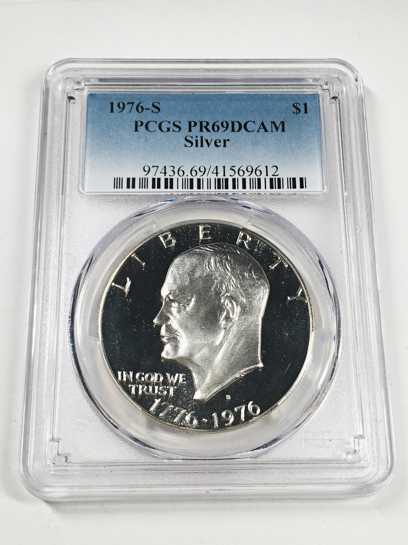 1976-S Proof US Bicentennial Commemorative Eisenhower Silver Dollar*Graded PR69 DCAM by PCGS ...