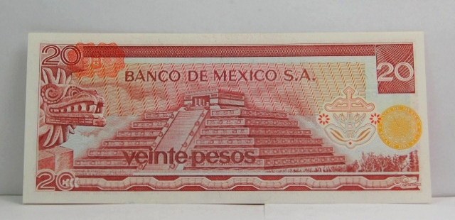 1977 Mexico 20 Pesos Crisp Uncirculated Banknote | Property Room