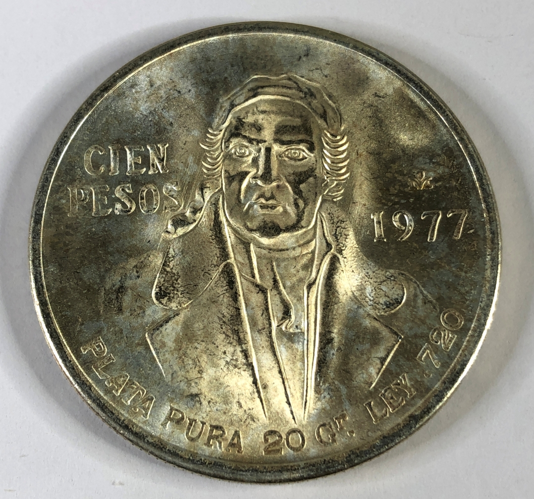 1977 Mexico Silver 100 pesos High grade Uncirculated | Property Room
